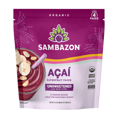 Frozen Acai Puree - Unsweetened Packs for Bowls & Smoothies | SAMBAZON